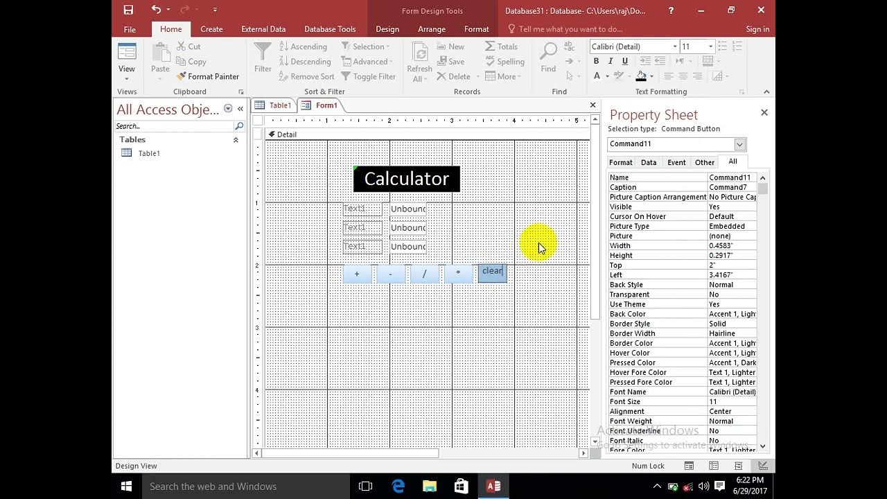Create calculator in MS Access 2016 - YouTube
