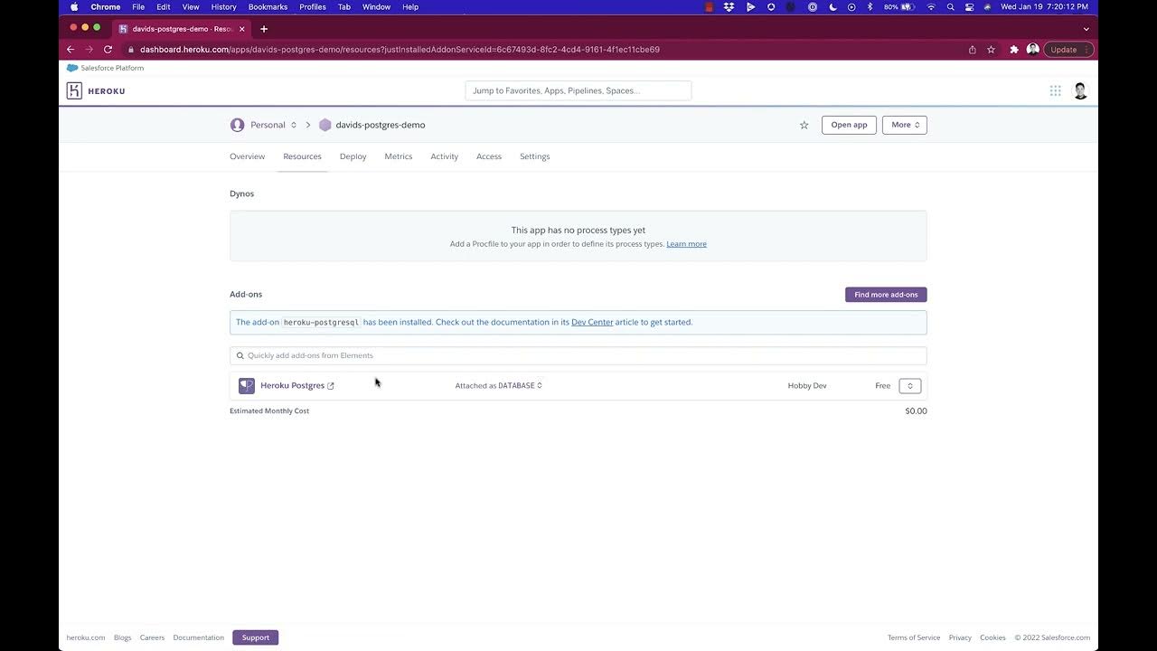 Create a free Postgres database on Heroku and connect to it from TablePlus - YouTube