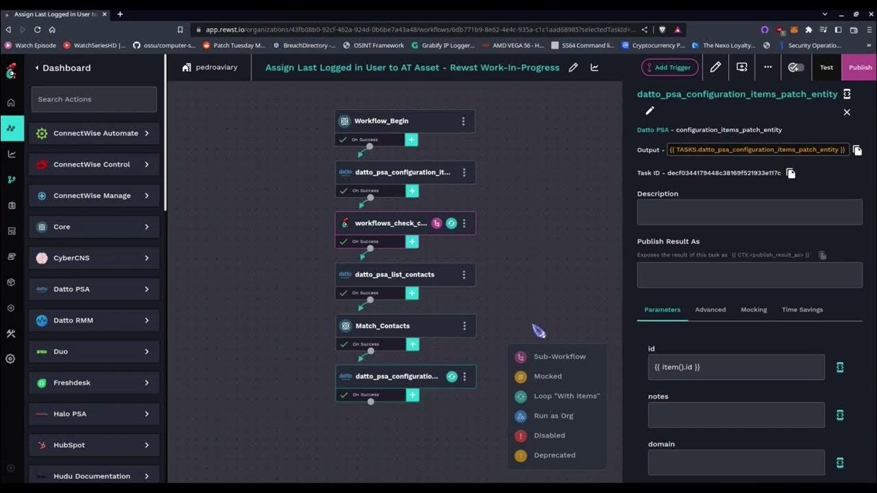 Automatically assign Autotask configuration items to contacts with Rewst - YouTube