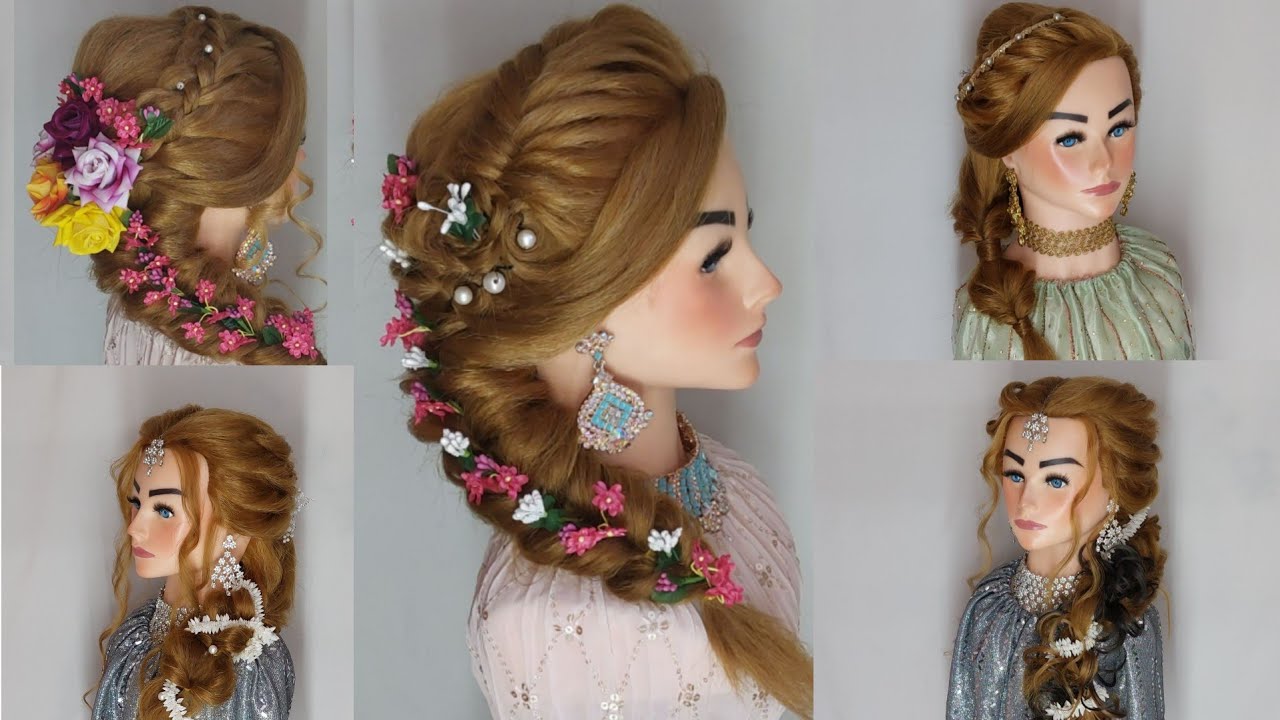 To 5 Simple Stylish Pakistani Hairstyles | Side Braid / Bridal Braid ...
