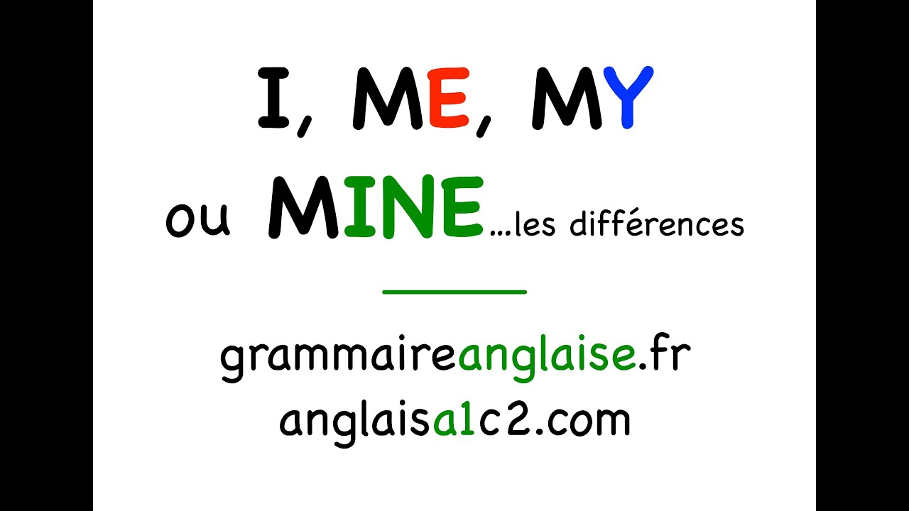 Anglais - je = I, moi = me, mon = My ou le mien = Mine - expliqué en 2 ...
