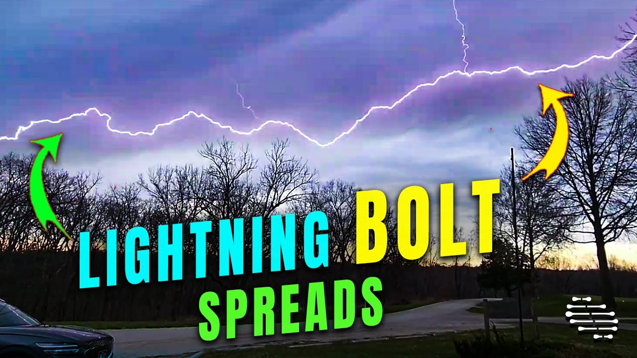 Lightning Bolt Strikes the Ground and Spreads across the Sky - YouTube