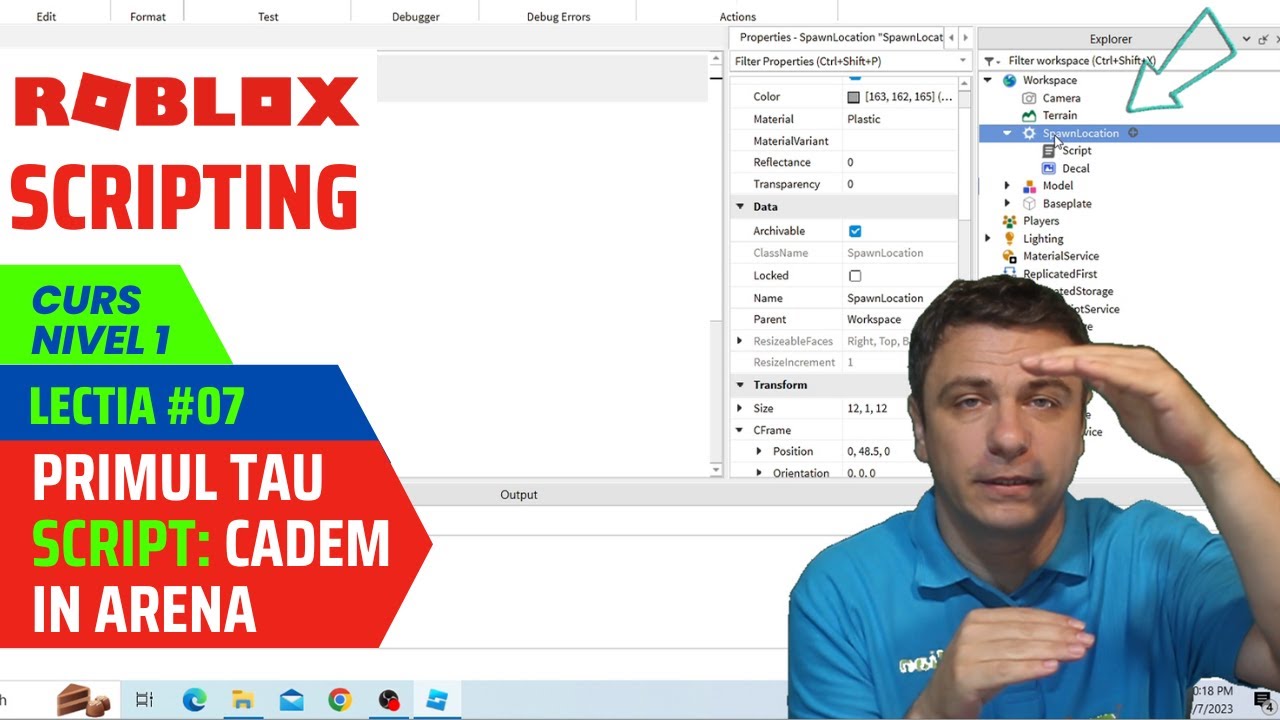 Curs Roblox Scripting #07 - Primul tau script... EASY! - YouTube