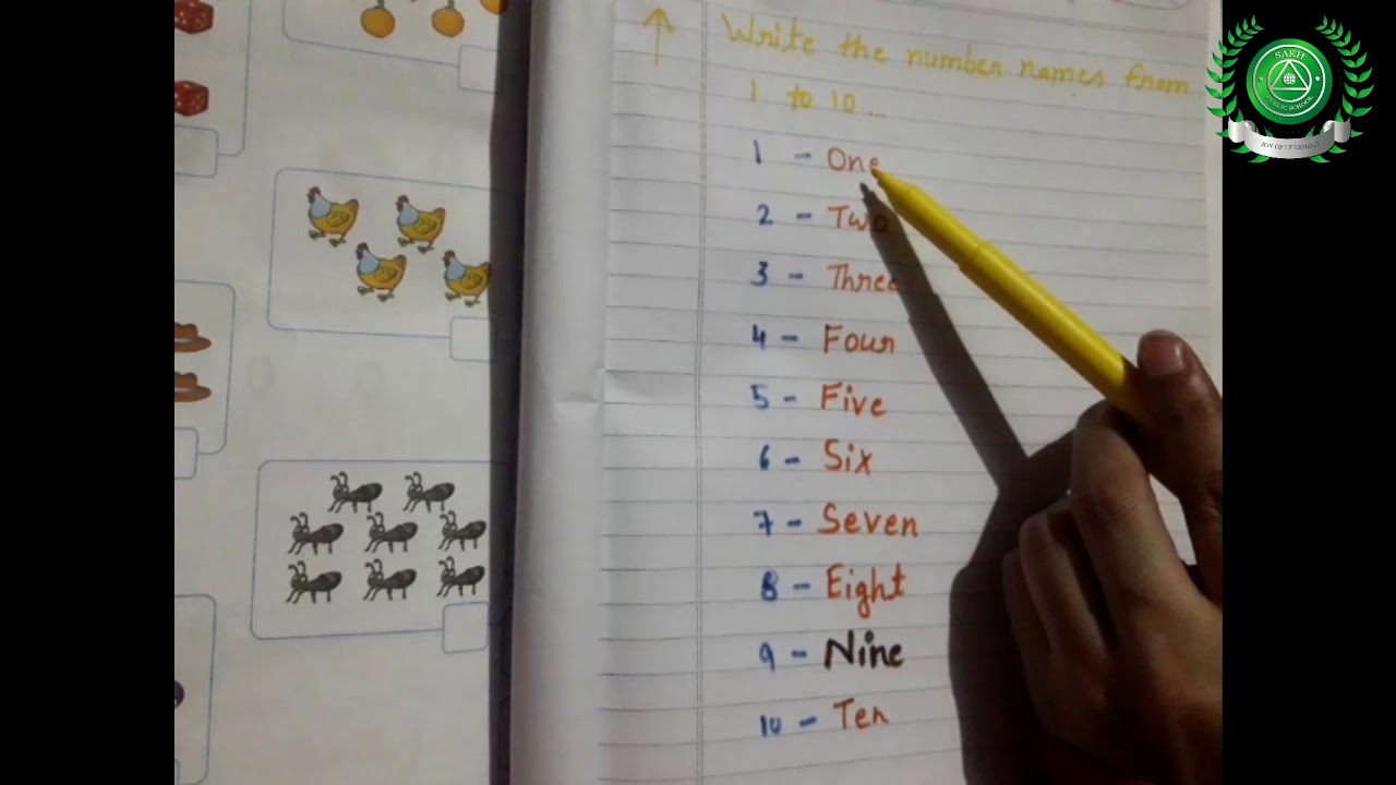 22nd may class UKG Part 6 Maths Number names - YouTube