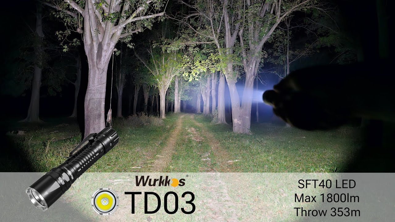 Wurkkos TD03 Tactical Flah light [SFT40 LED 1800Lm 353m] - YouTube