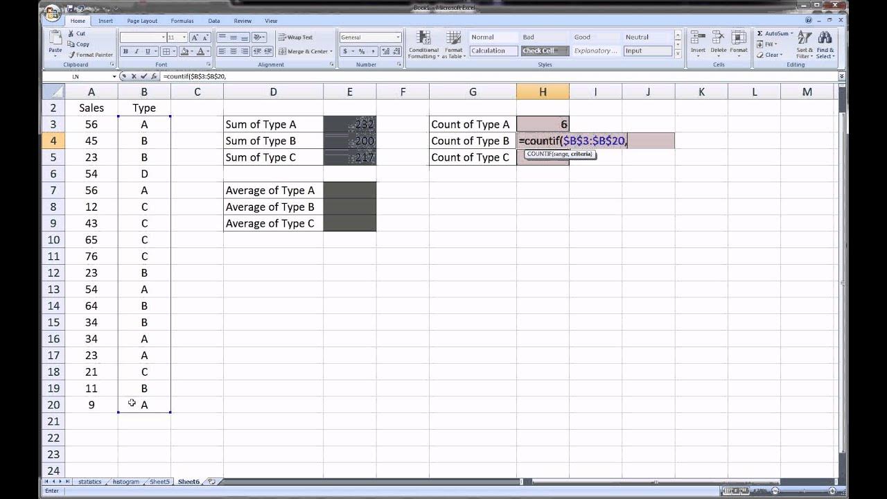 Excel - sumIF , countIF , averageIF functions - YouTube