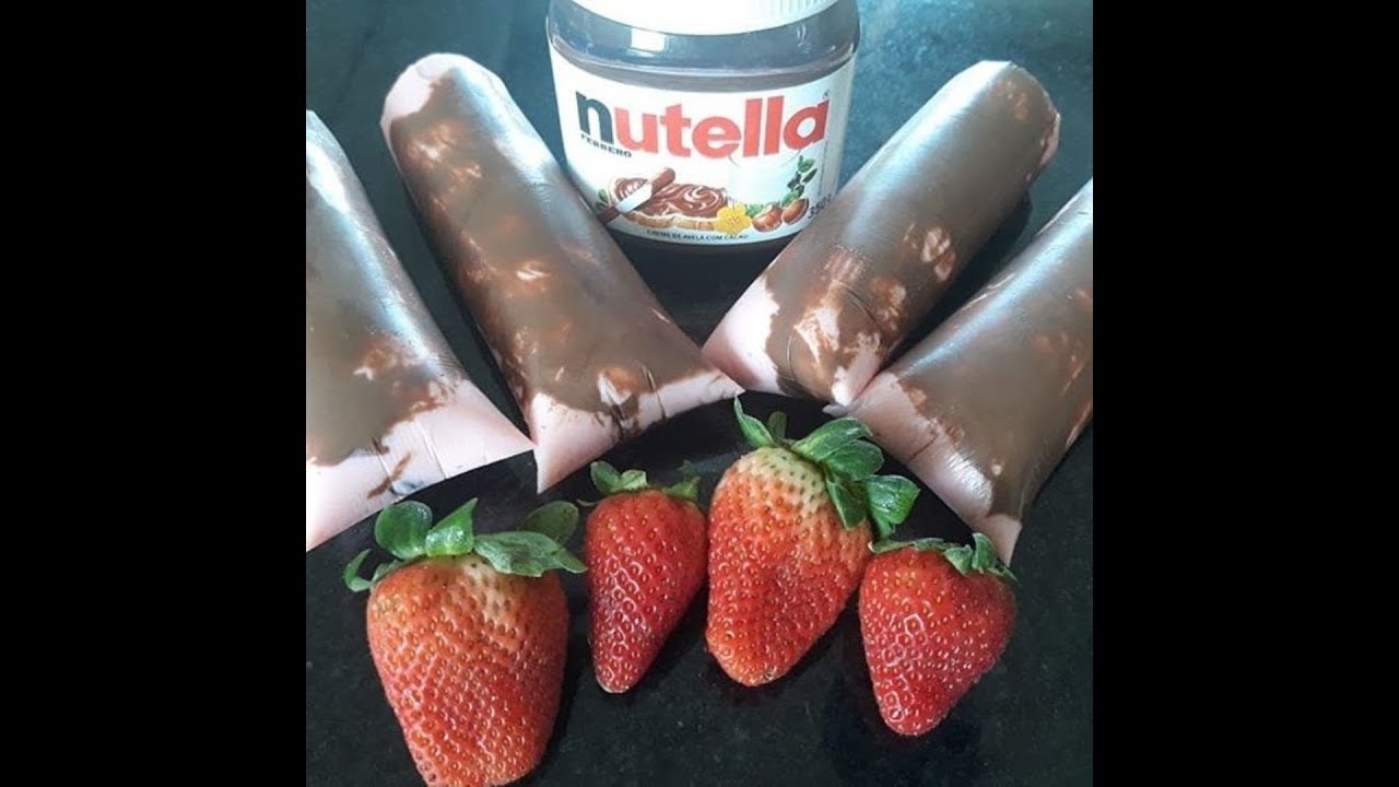 Geladinho Gourmet MORANGO🍓 COM NUTELLA - Como fazer?😋😋 - YouTube