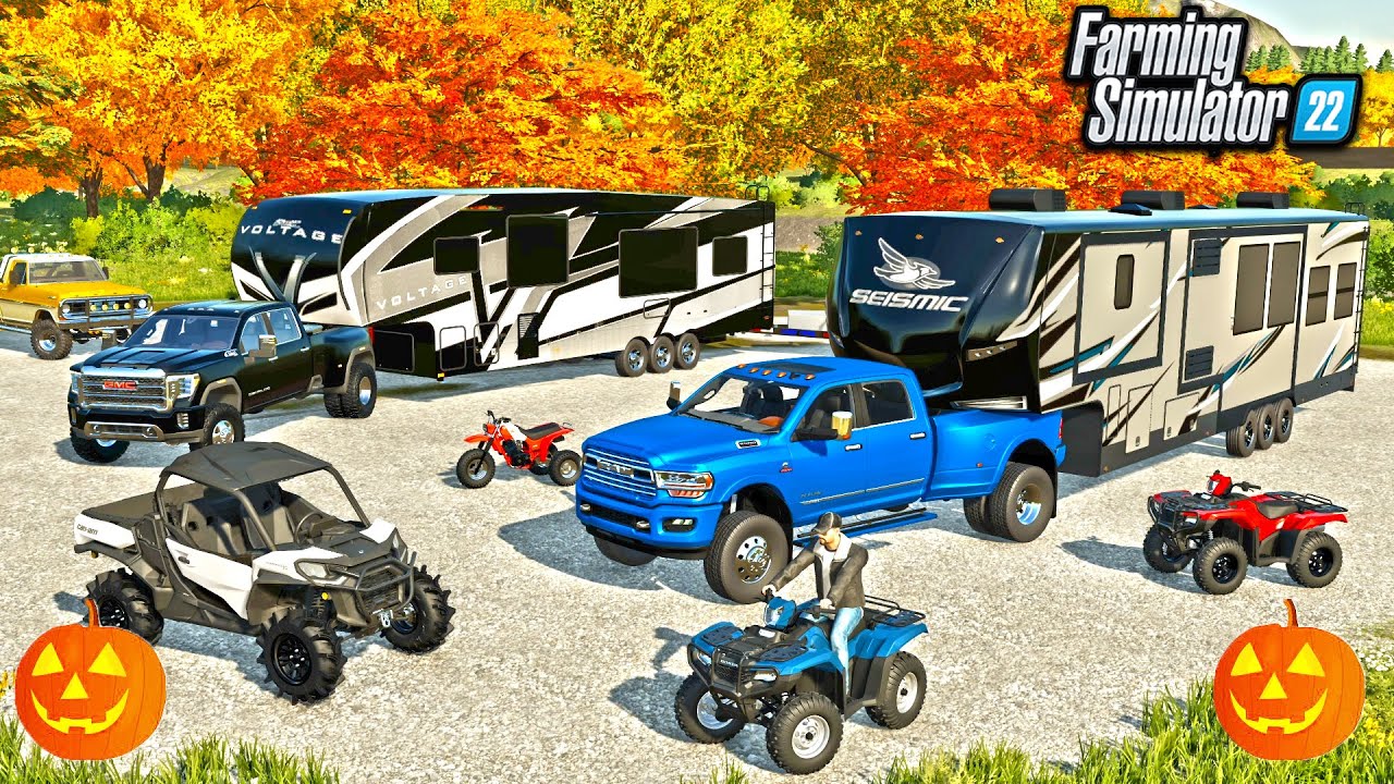 FALL CAMPING ON THE LAKE & ATV RIDING! (TOYHAULER CAMPERS) | FARMING ...