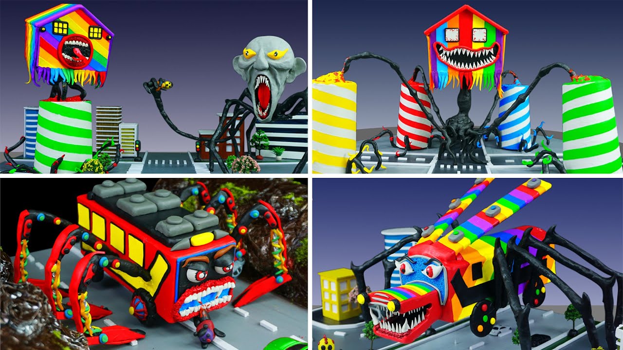 MAKING ALL HOUSE HEAD RAINBOW VS MECHA BUS EATER RAINBOW WITH CLAY ...