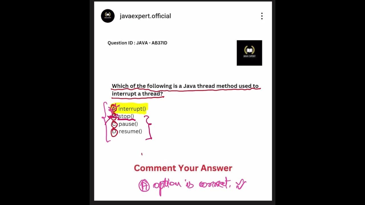 Java Thread Method used to interrupt method a thread? || Java:AB37ID || JE Tutor - YouTube