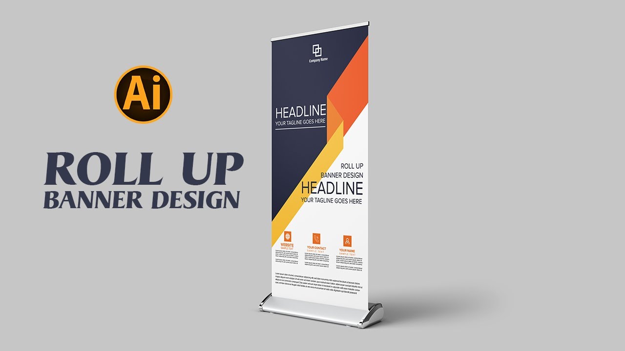How to Corporative Standee Design in Adobe Illustrator Cc || Roll up ...