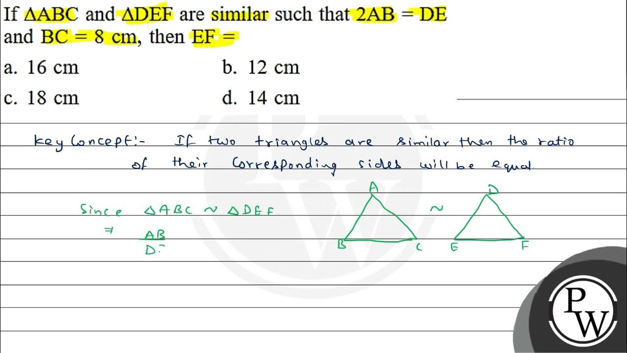 If \( \triangle \mathrm{ABC} \) and \( \triangle \mathrm{DEF} \) are similar such that \( 2 \mat ...