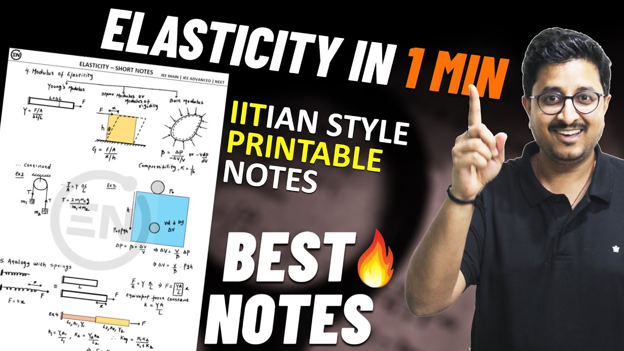 Elasticity in 1 Min | Best Short Notes IITIAN Style | JEE Main/JEE ...