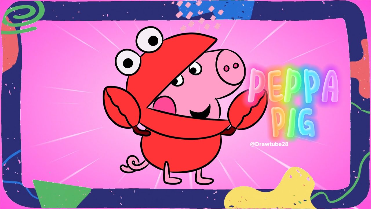 How to Draw Peppa Pig Crab Costume Neon Light drawing and coloring ...