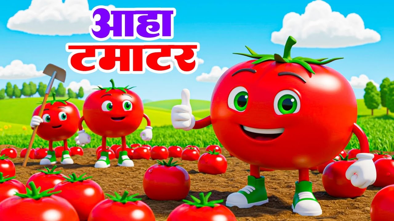 अहा टमाटर बड़े मजेदार | Aaha Tamatar Bade majedar | Children Song in Hindi | Baby song | Hindi ...