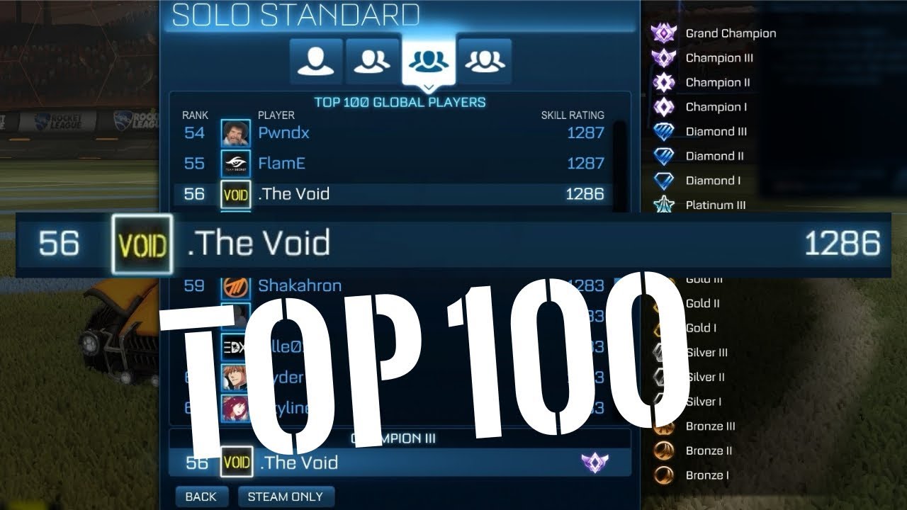 TOP 100 SOLO STANDARD | Rocket League Top 100 - YouTube