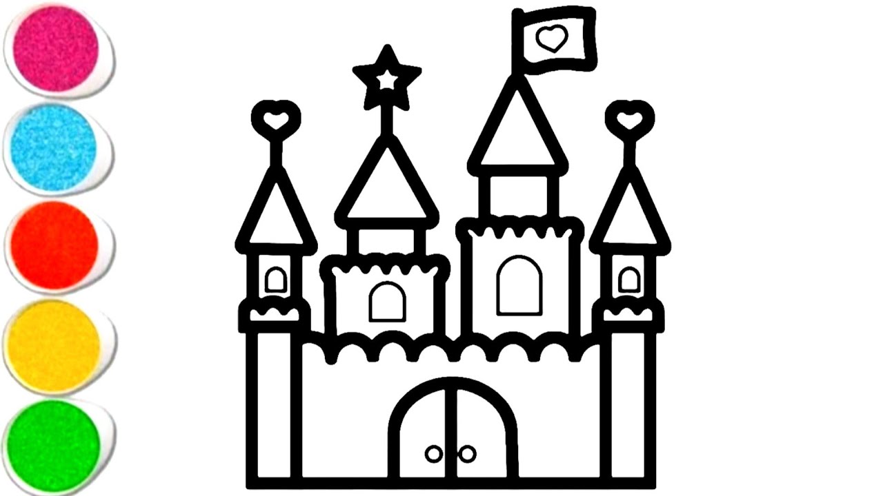 Beautiful Castle 🏰 Easy and Simple Drawing Easy with Colors for Kids ...