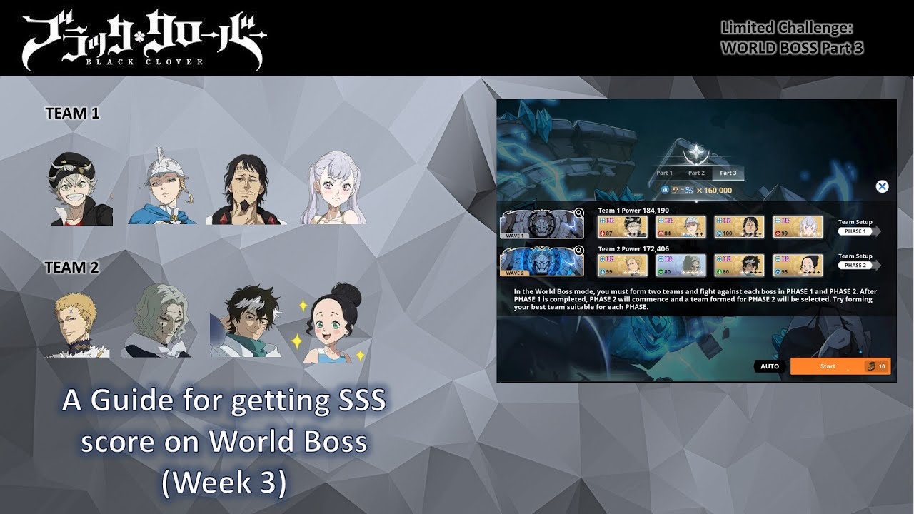 [Black Clover Mobile] World Boss (Week 3) A Guide to Getting SSS Score ...