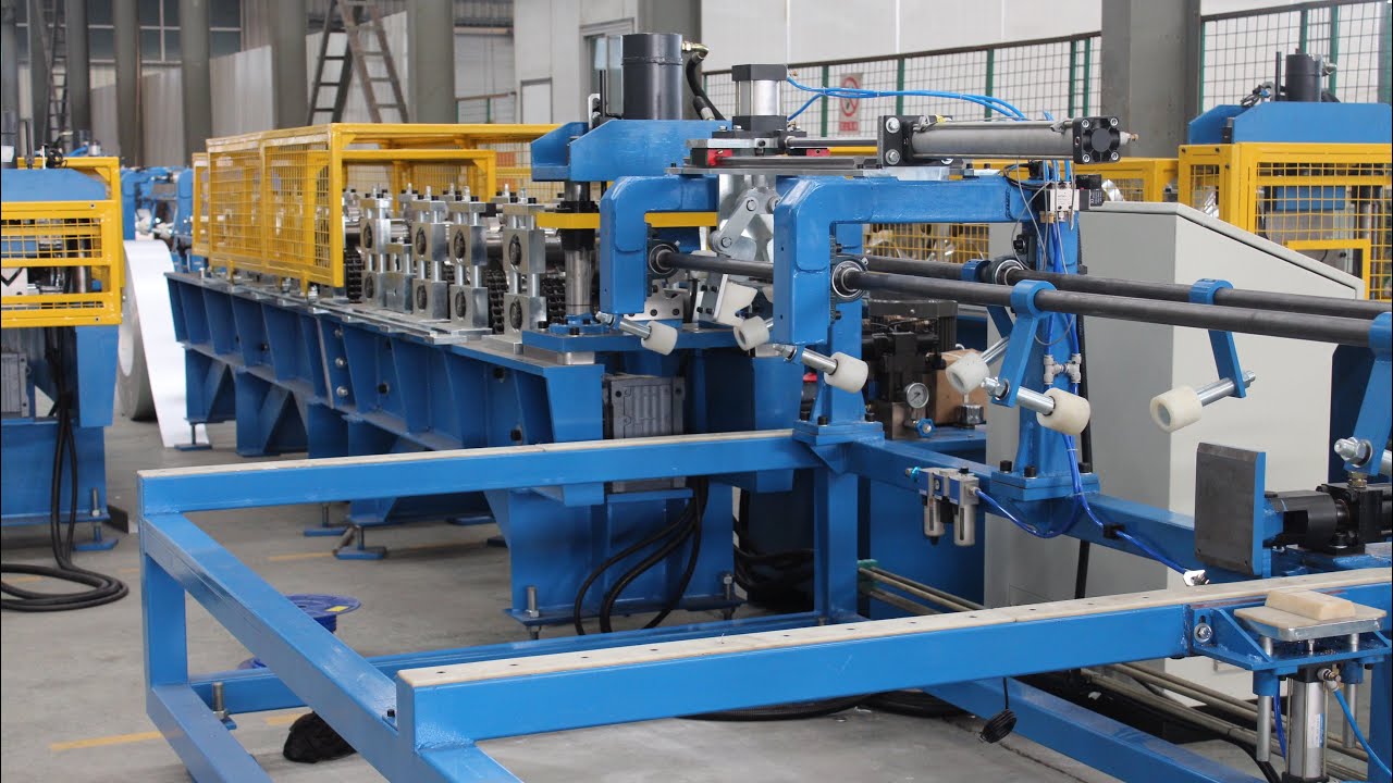 Top Hat Profile Roll Forming Machine with Automatic Stacker - YouTube