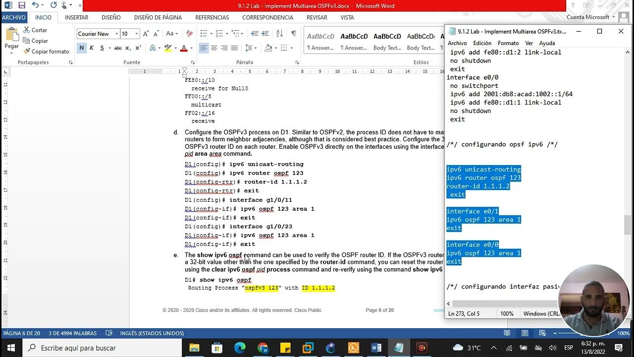 9.1.2 Lab Implement Multiarea OSPFv3 - YouTube