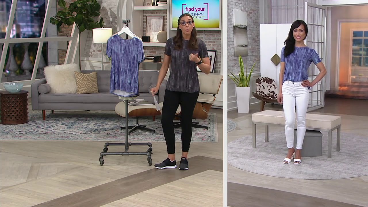Lisa Rinna Collection Printed Knit Top with Back Detail on QVC - YouTube