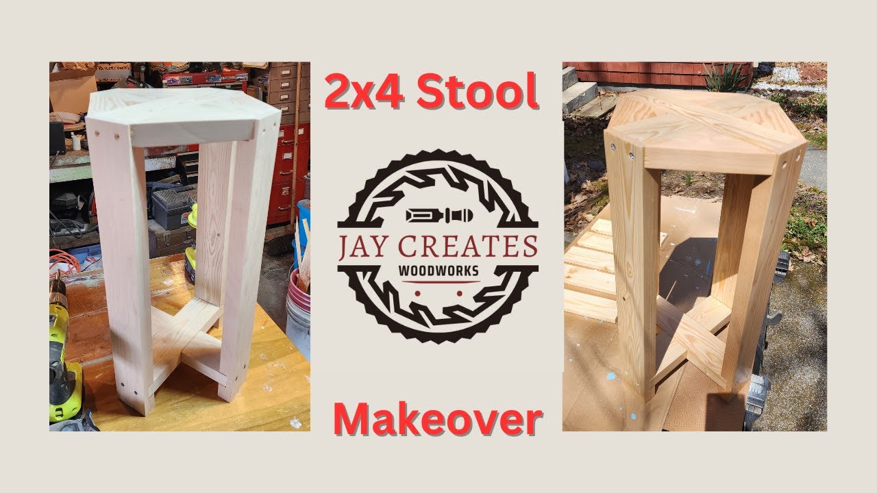 Stool Redo! - Plant Stand - Woodshop - Refurbish Wood Stool - 🪵🪚 - YouTube