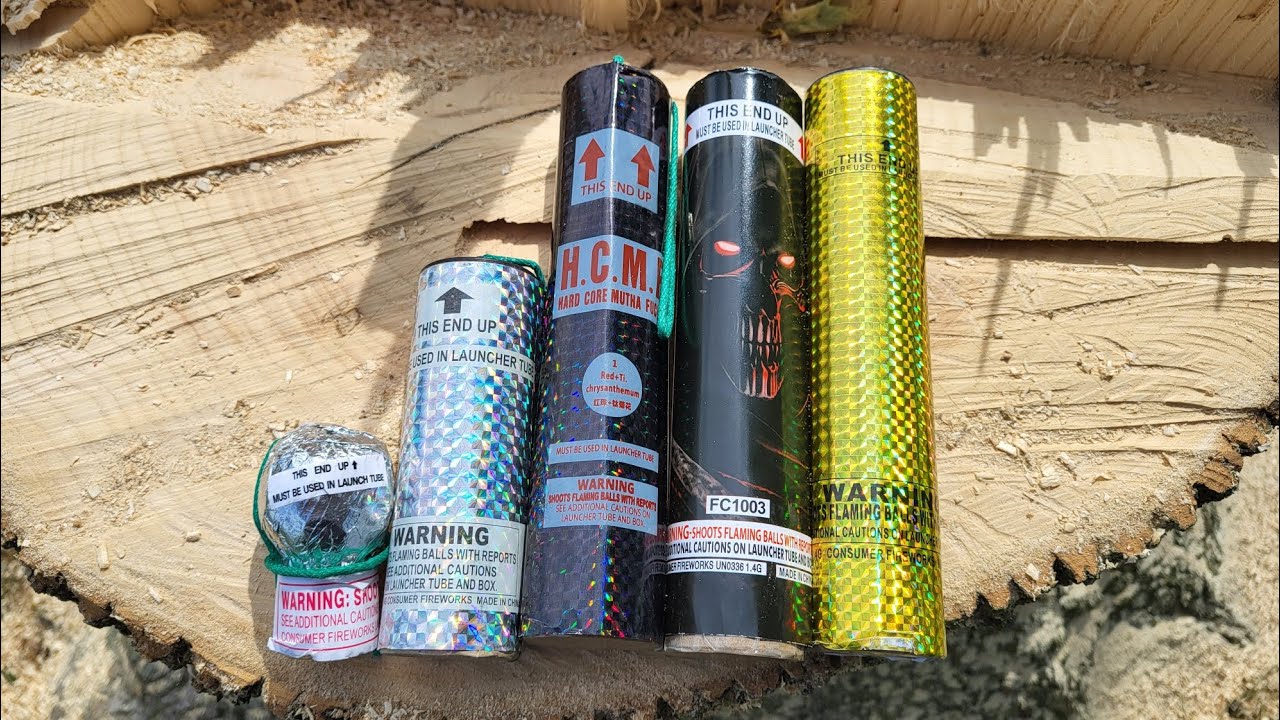 Firework shell comparison (8" Loco, 8" Thunderbolt, 8" Grim reaper ...