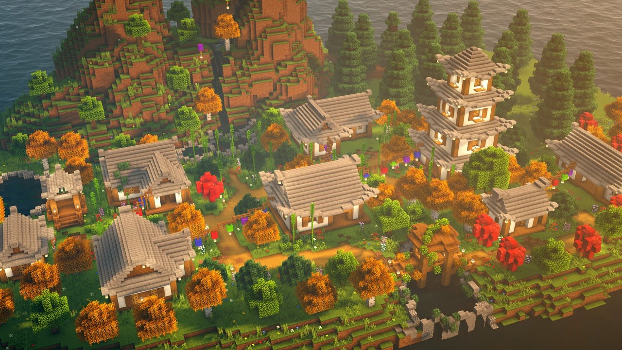 Minecraft Timelapse: Korean Hanok Village 마인크래프트 타임랩스: 한옥마을 만들기 - YouTube