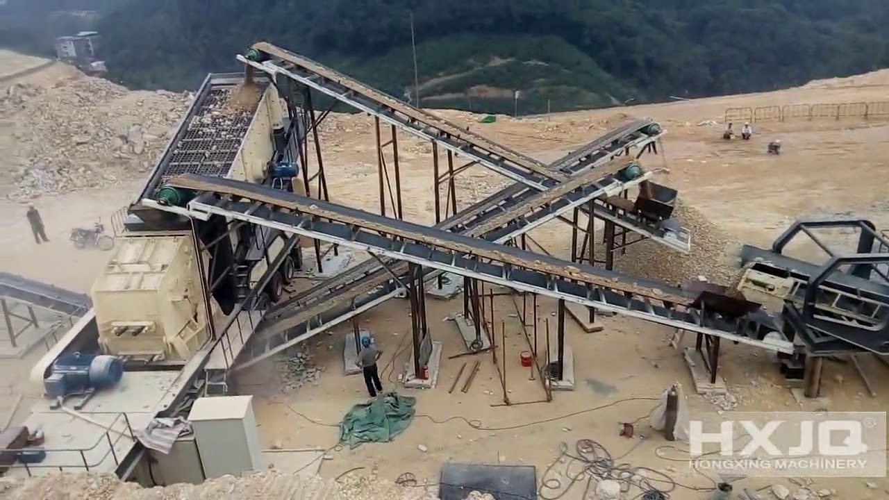 semi_portable crusher working on site - YouTube