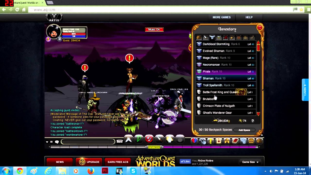 AQW | Friday the 13th June 2014 | Ghost Wanderer's Non Member gear ...