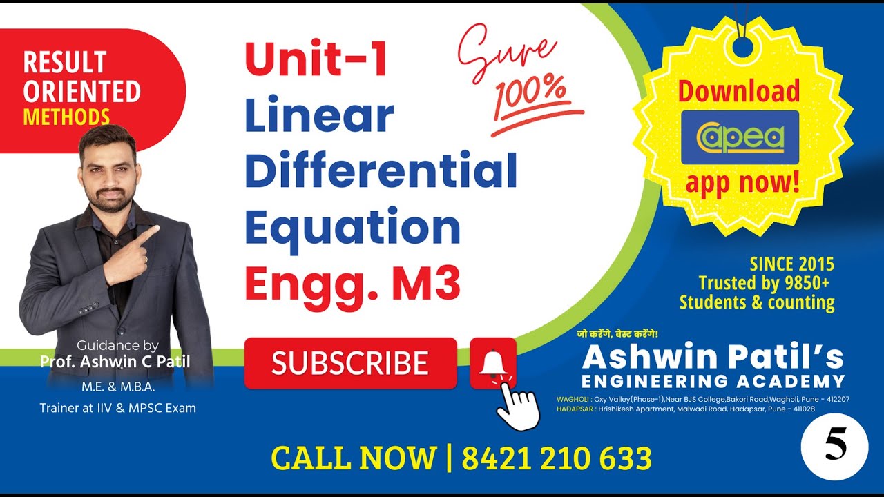 "A Journey Through Linear Differential Equations in Engineering Maths-3" Unit-1(Lect 5) SCM ...
