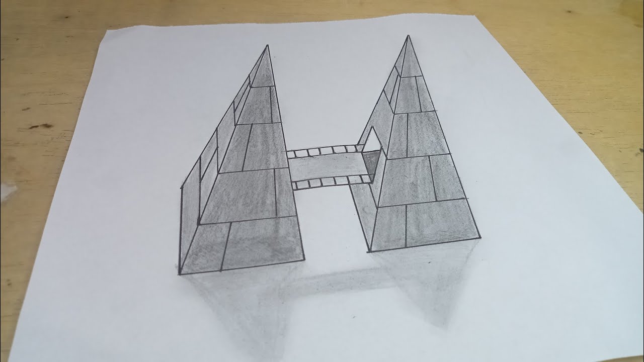 Bridge between pyramids|| 3D drawing techniques - YouTube