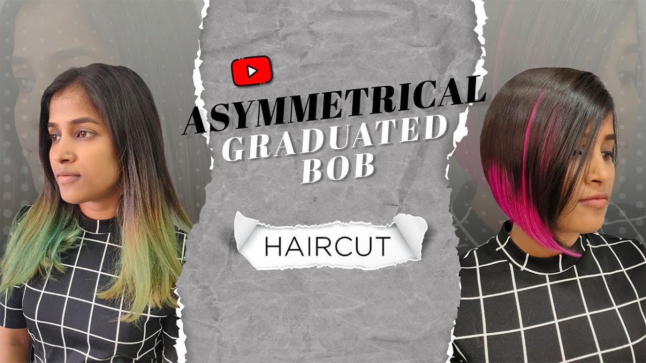Asymmetrical Graduated Bob Haircut | Asymmetrical Bob Tutorial | Bob ...
