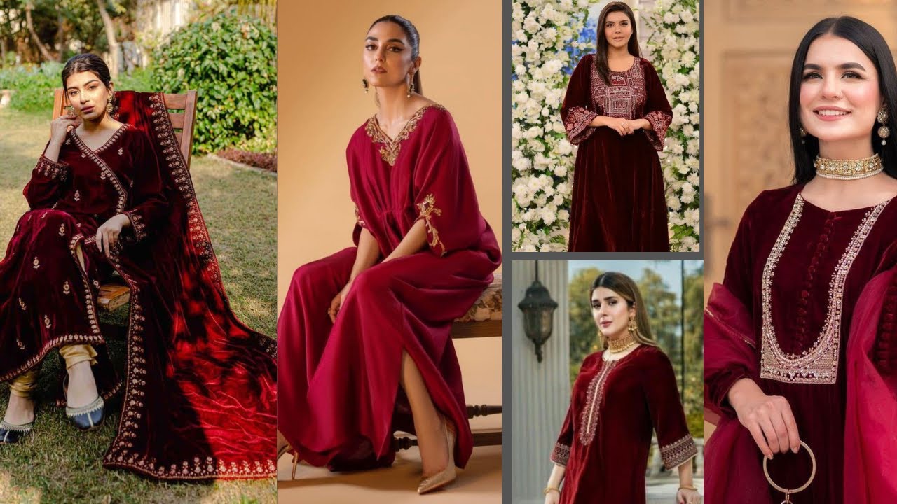 Mehroon velvet dresses\100 dress designs\\ lateset designs #urfashion # ...