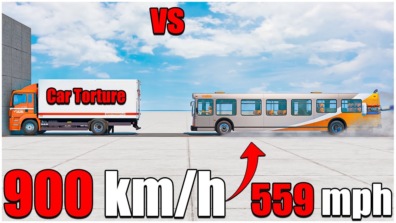 BUS (full) VS Man 900 km/h (248) | #cars crash test | beamng drive ...