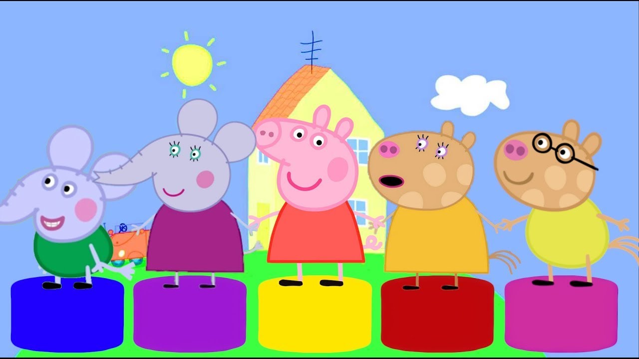 PEPPA PIG EM FIVE LITTLE MONKEYS ON THE BED | PEPPA PIG EM CINCO ...