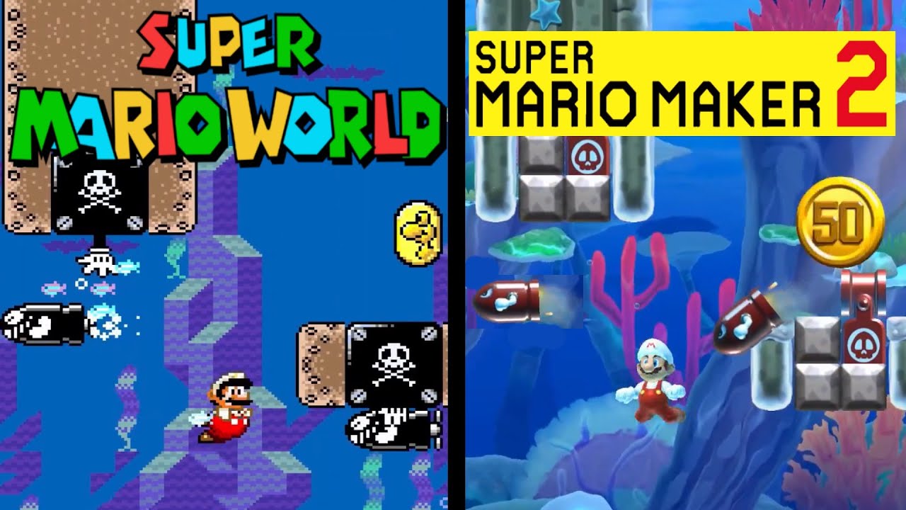 All SMW Underwater Levels Remastered in SMM2 - YouTube