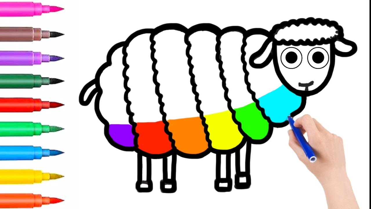 Colorful Sheep Drawing, painting, coloring for kids and toddlers/Learn ...