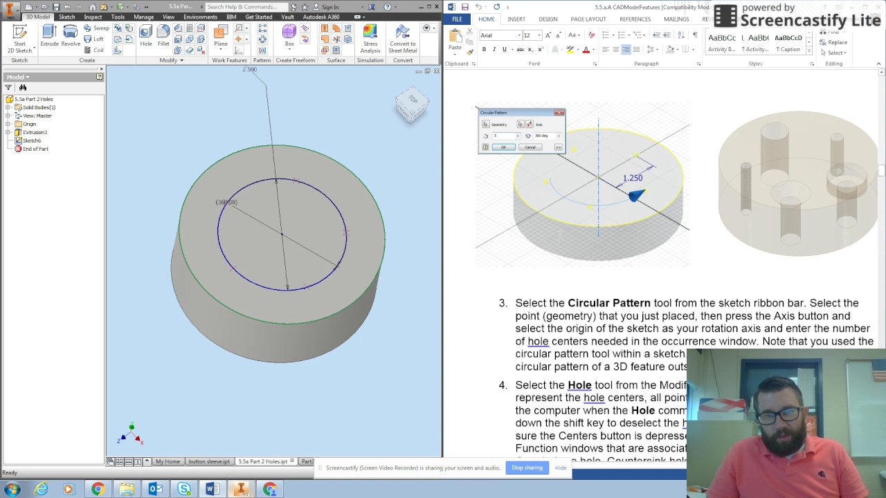 PLTW IED 5.5a Part 2 Holes - YouTube