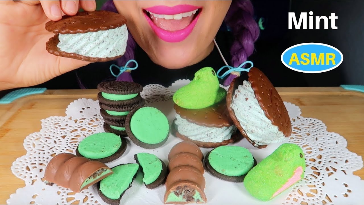 ASMR 민트맛 특집 리얼사운드 먹방| MINT OREO, BASKIN ROBBINS, MILKA OREO. Crunchy ...