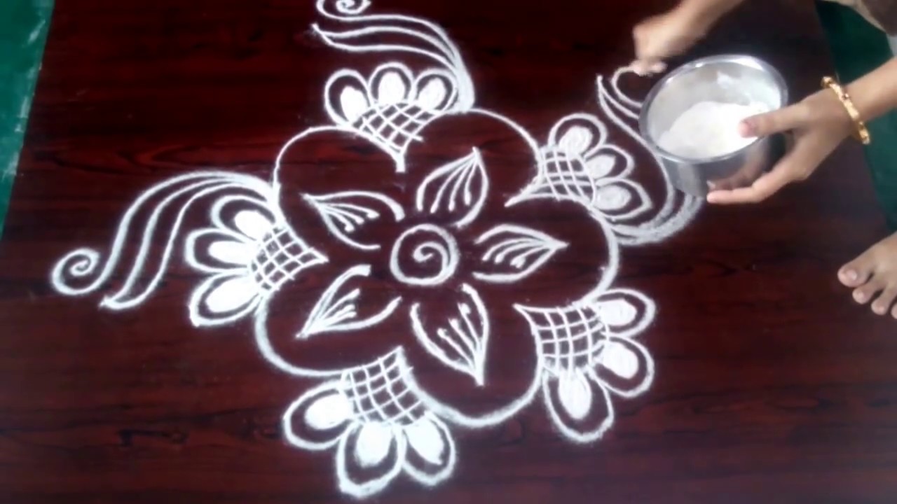 Easy rangoli designs ll Easy muggulu without dots ll Telugu rangoli ll ...