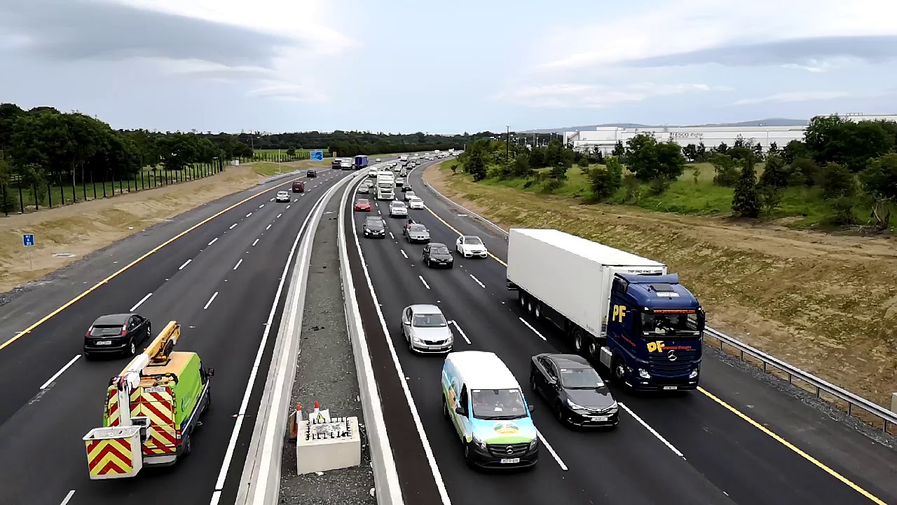Friday evening on the recently widened M7 Naas By Pass - YouTube