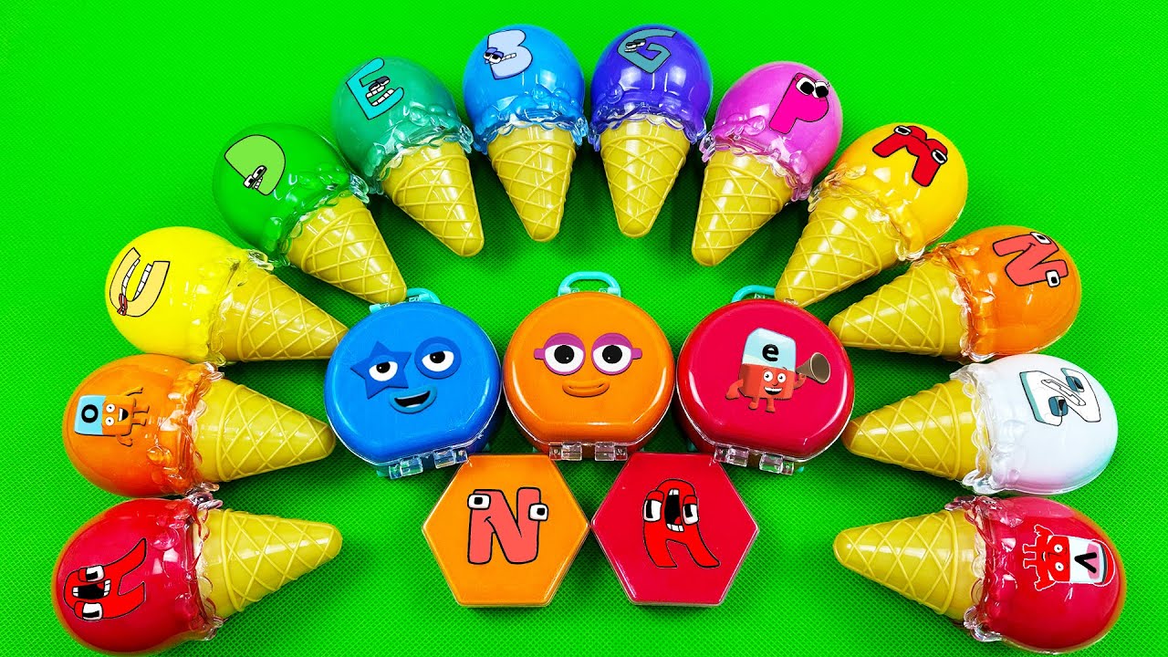 Finding Alphabet Lore A - Z SLIME Mix in Ice Cream Coloring, Satisfying ...