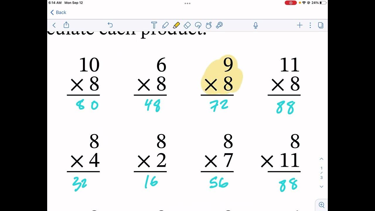Math-Drills: Multiplying by 8 - YouTube