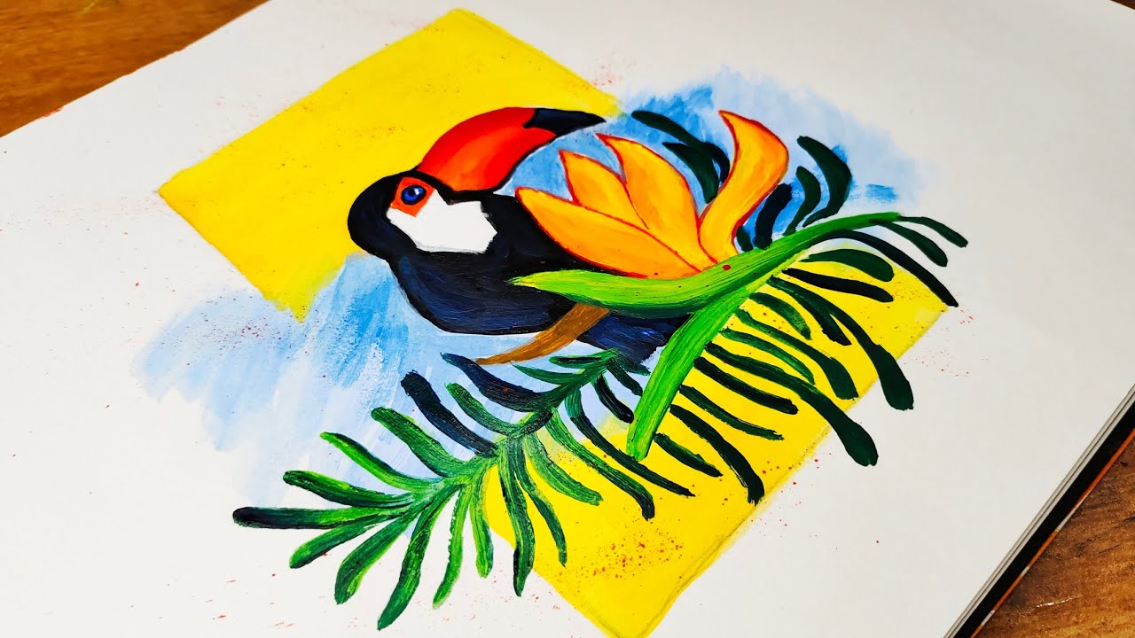 Easy painting for beginners #163 / Toucan bird drawing/ Toucan bird painting/ Step by step ...