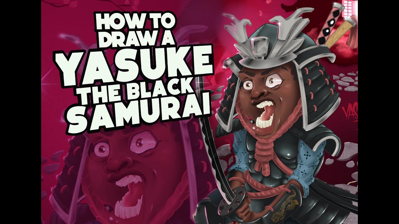 How to draw a cartoon Yasuke, the black samurai!! - YouTube
