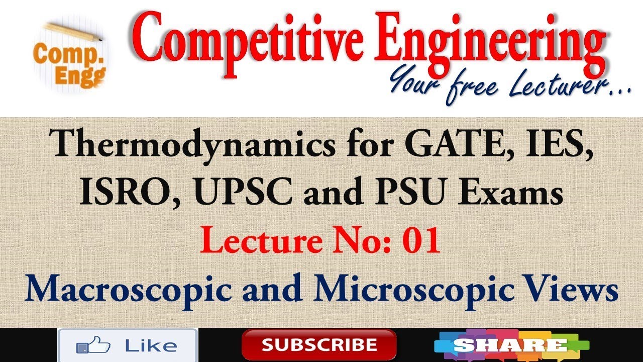 Lec-1|Thermodynamics for GATE, IES, ISRO, UPSC and PSU Exams|Macroscopic and Microscopic Views ...