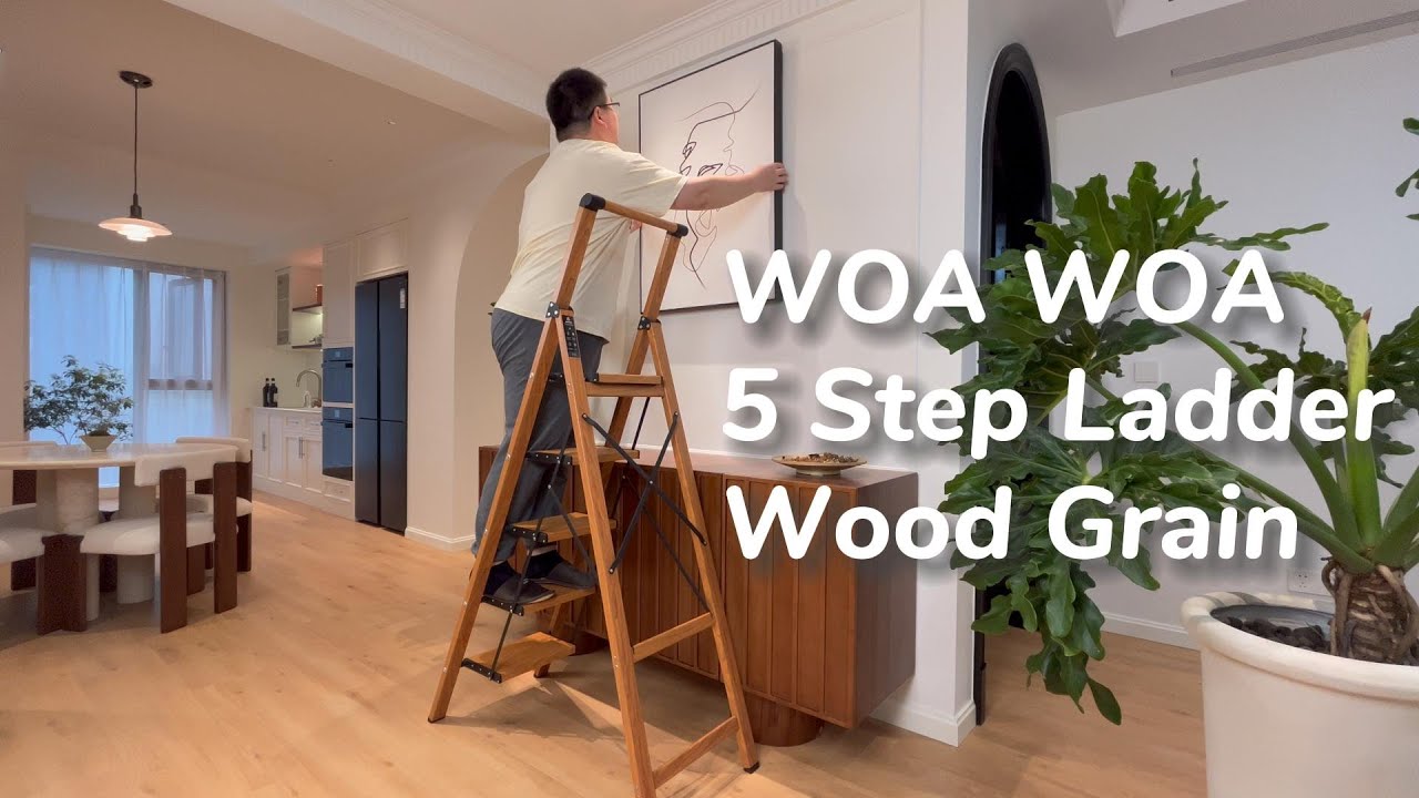 WOA WOA 5 Step Ladder, Tall Step Stool with Handgrip for Library Office ...