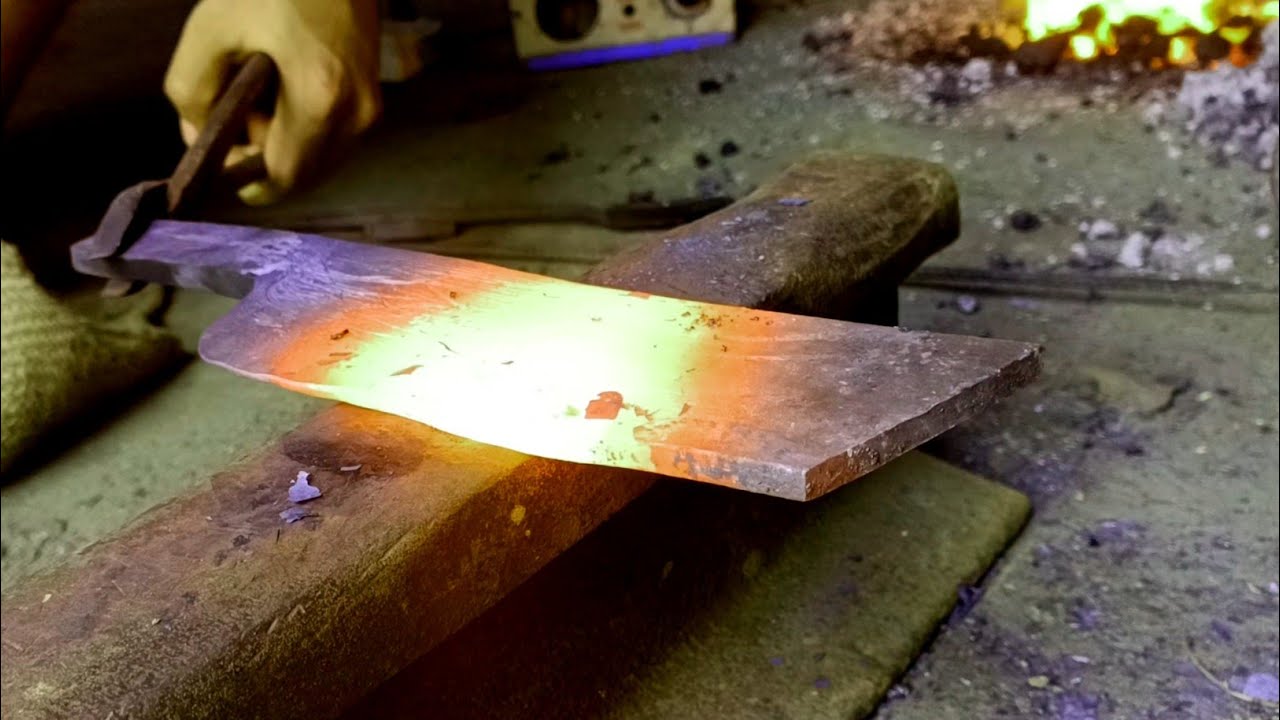 forging a meat clever knife | full process of making - YouTube