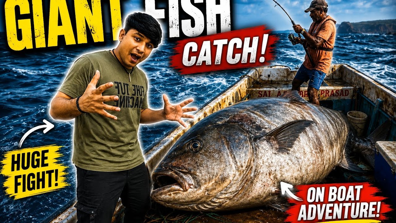 Giant Fish Catch! 😱 समुद्र में मिली विशाल मछली | Boat Fishing Adventure ...